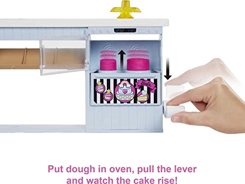 Barbie Bakery Doll & Playset with Pink-Haired Petite Doll, Baking Station, Cake-Making Molds & Dough & 20+ Accessories