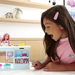 Barbie Bakery Doll & Playset with Pink-Haired Petite Doll, Baking Station, Cake-Making Molds & Dough & 20+ Accessories