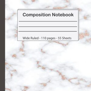 Composition Notebook: Pretty Gold Purple Turquoise Liquid Marble, Wide Ruled Paper Notebook Journal, Blank Wide Lined Workbook for Girls Boys Kids Teens Students , 7.5 x 9.25 inch