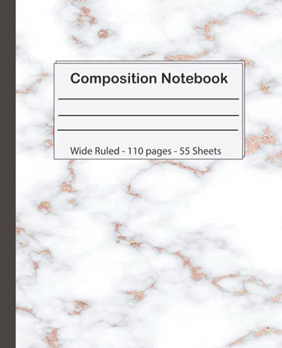 Composition Notebook: Pretty Gold Purple Turquoise Liquid Marble, Wide Ruled Paper Notebook Journal, Blank Wide Lined Workbook for Girls Boys Kids Teens Students , 7.5 x 9.25 inch