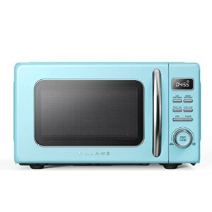 galanz glcmkz07ber07 retro countertop microwave oven with auto cook & reheat, defrost, quick start functions, easy clean with glass turntable, pull handle.7 cu ft, blue