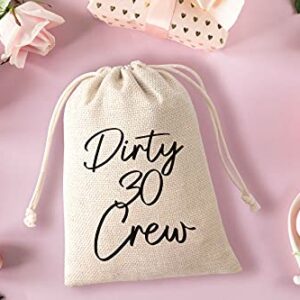 Dirty 30 Crew Gift Bags, Birthday Party Pouches With Drawstring, Party Wedding Favors, Supplies, Decoration - 5 Pcs per Pack(A12)