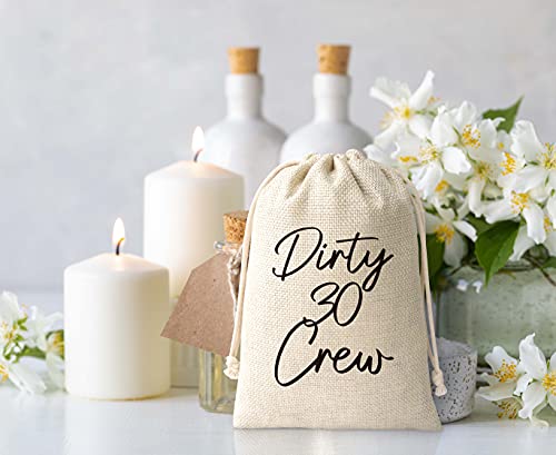 Dirty 30 Crew Gift Bags, Birthday Party Pouches With Drawstring, Party Wedding Favors, Supplies, Decoration - 5 Pcs per Pack(A12)