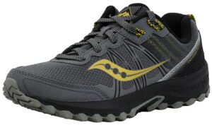 saucony men's excursion tr14 running shoe, dark grey/black/gold, 10 w