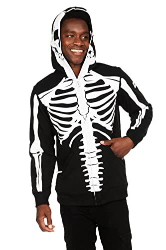 Tipsy Elves Casual Skeleton Hoodie Black White Halloween Costume Size Medium