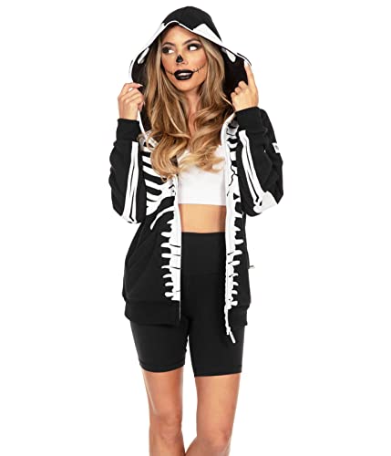 Tipsy Elves Casual Skeleton Hoodie Black White Halloween Costume Size Medium