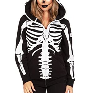 Tipsy Elves Casual Skeleton Hoodie Black White Halloween Costume Size Medium