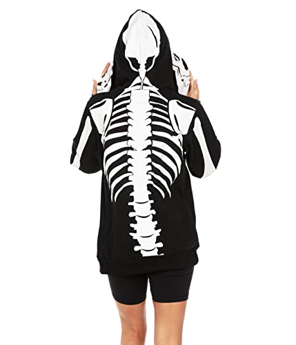 Tipsy Elves Casual Skeleton Hoodie Black White Halloween Costume Size Medium