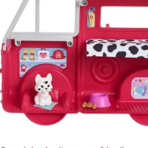 Barbie Chelsea Can Be Doll & Toy Fire Truck Playset with Blonde Small Doll, 2 Pets & 15+ Accessories, Open for Fire Station