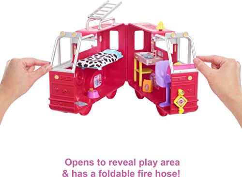 Barbie Chelsea Can Be Doll & Toy Fire Truck Playset with Blonde Small Doll, 2 Pets & 15+ Accessories, Open for Fire Station