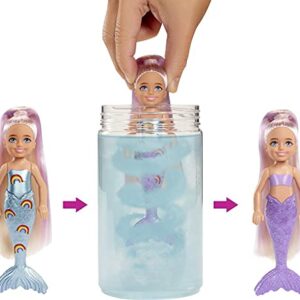 Barbie Color Reveal Rainbow Mermaid Series Chelsea Doll with 6 Surprises, Color Change and Accessories