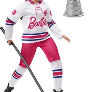 Barbie Hockey Player Fashion Dolll with Curvy Shape & Brunette Hair, Sports Theme with Jersey Helmet & Hockey Accessories