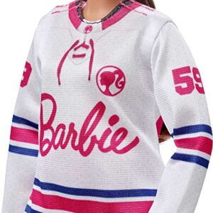 Barbie Hockey Player Fashion Dolll with Curvy Shape & Brunette Hair, Sports Theme with Jersey Helmet & Hockey Accessories