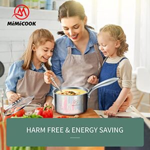 MÉMÉCOOK 2 Quart Saucepan With Lid, Stainless Steel Pot, Sauce Pan, Cooking Pot, Saucepans Full Body Tri-Ply 18/8 Food Grade, Stainless Steel Pots, Small Saucepan, Small Pot, Small Pots For Cooking