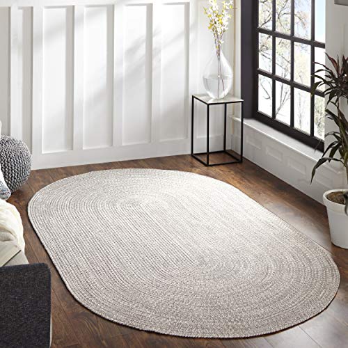 SUPERIOR Reversible Braided Indoor/Outdoor Area Rug, 4' x 6', Slate-White