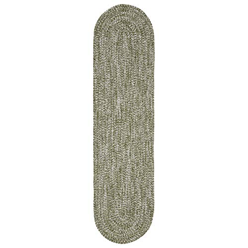 SUPERIOR Reversible Braided Indoor/Outdoor Area Rug, 2' x 8', Green-White