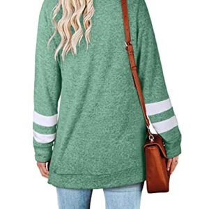 Aokosor Womens Sweatshirt Fall Long Sleeve Tops Casual V Neck Shirts Green S