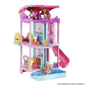 Barbie Dollhouse, Chelsea Playhouse with Transforming Areas & 20+ Pieces, Includes 2 Pets, Pool, Furniture & Accessories (Amazon Exclusive)