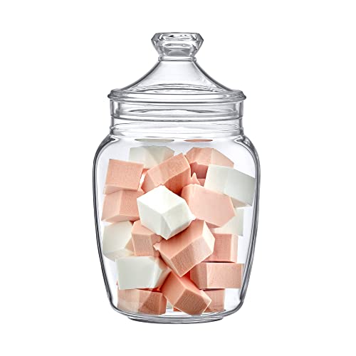 Amazing Abby - Ellie - Acrylic Bathroom Canister (42 oz), Plastic Apothecary Jar for Vanity, BPA-Free and Shatter-Proof, Great for Bath Sponges, Shower Balls, Loofah Pads, and More