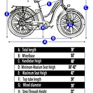 Soumye 26”x4.0 Snow Fat Tire Beach Cruiser Electric Bicycle 750W Brushless Motor 48V/16Ah Battery Max Speed 28m/h Step-Thru Frame M5 Display Shimano 7 Gears e-Bike for Adults (S142-White)