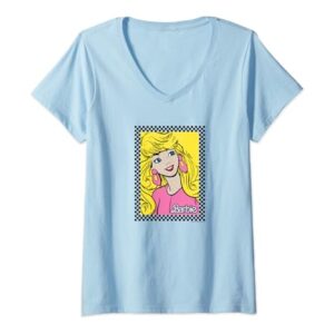 Barbie Checkered Frame V-Neck T-Shirt