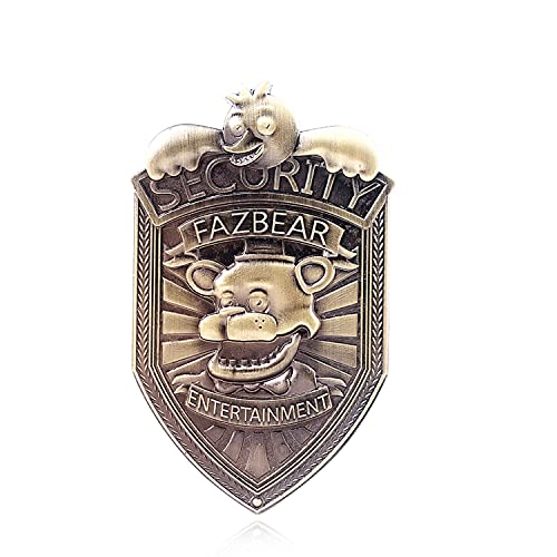 1Pcs Badge size 2.4”x1.4” | Freddy Fazbear Badge,Fazbear Security Badge, Fnaf Security Badge Metal Pin,Five Nights At Freddy Cosplay Uniform,Design Quality Brooch Cartoons Metal Horror Pin Gifts