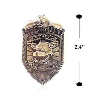 1Pcs Badge size 2.4”x1.4” | Freddy Fazbear Badge,Fazbear Security Badge, Fnaf Security Badge Metal Pin,Five Nights At Freddy Cosplay Uniform,Design Quality Brooch Cartoons Metal Horror Pin Gifts