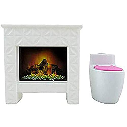 Replacement Parts for Barbie Dreamhouse - FHY73 ~ Replacement Fireplace-Bookcase and Electronic Sound Flushing Toilet