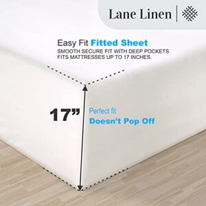 LANE LINEN 100% Egyptian Cotton Bed Sheets - 1000 Thread Count 4-Piece White Calking Set Bedding Sateen Weave Luxury Hotel 16" Deep Pocket (Fits Upto 17" Mattress)