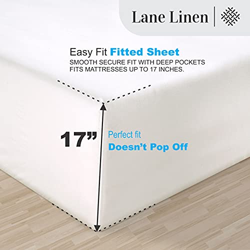 LANE LINEN 100% Egyptian Cotton Bed Sheets - 1000 Thread Count 4-Piece White Calking Set Bedding Sateen Weave Luxury Hotel 16" Deep Pocket (Fits Upto 17" Mattress)