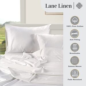 LANE LINEN 100% Egyptian Cotton Bed Sheets - 1000 Thread Count 4-Piece White Calking Set Bedding Sateen Weave Luxury Hotel 16" Deep Pocket (Fits Upto 17" Mattress)