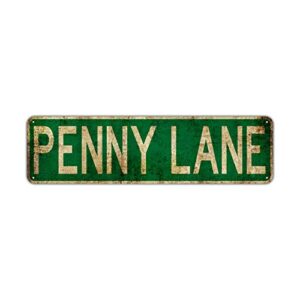 houvssen penny lane street sign rustic vintage retro metal decor wall shop man cave bar fun metal sign 4x16 inch vintage plaque handicraft best gift metal tin sign, 8x12inch