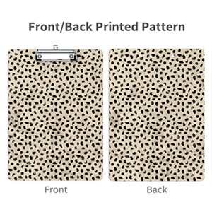 Cute Clipboard with Designs ​Wood A4 Letter Size Hardboard Office Clipboards, Retractable Hole for Hanging Decorative Clip Board - Cheetah Spots（12.4" x 8.9"）