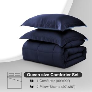 satisomnia Queen Comforter Set Blue, Lightweight Comforter for Queen Size Bed, 3 Pieces Down Alternative Bedding Comforter Set with 2 Pillow Shams