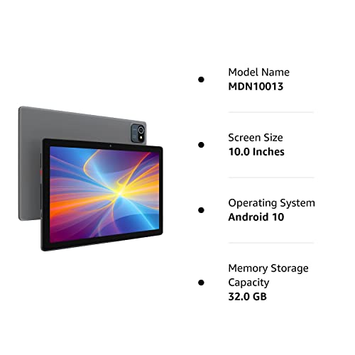 Moderness Tablet 10.1 Inch Android 12 Quad Core 32GB ROM 1280x800 IPS Display 5000mAh Tablets PC Gray