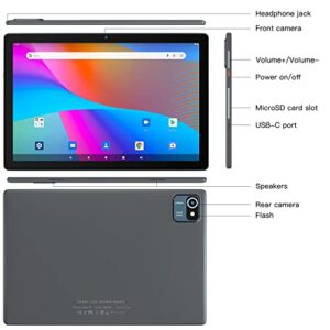 Moderness Tablet 10.1 Inch Android 12 Quad Core 32GB ROM 1280x800 IPS Display 5000mAh Tablets PC Gray