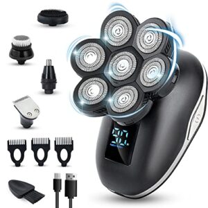 electric head shavers for men, bald head shavers for men, head shavers for bald men, head razor for bald men,head shaver with nose hair sideburns trimmer, led,travle lock (black)