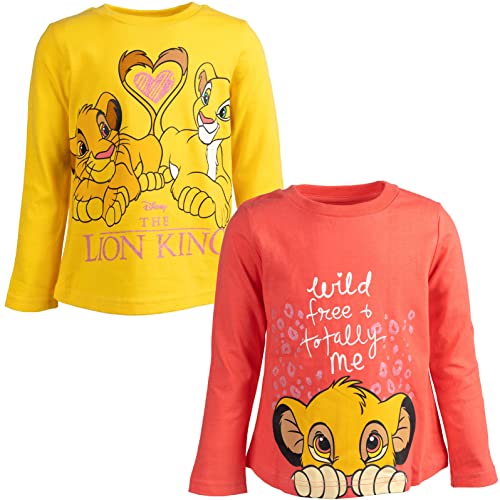 Disney Lion King Simba Nala Toddler Girls 2 Pack Long Sleeve Graphic T-Shirts Yellow/Pink 4T