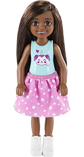 Barbie Chelsea Swing Set Playset with Chelsea Doll (6 in Brunette) Wearing Star-Print Skirt, Pet Puppy, Swing & Slide, Gift for 3 to 7 Year Olds