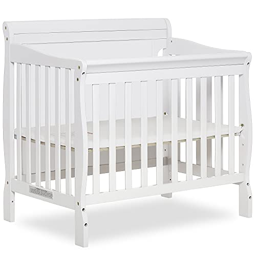 Dream On Me Alice 3-in-1 Full Panel Convertible Mini Crib, White, Greenguard Gold Certified