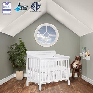 Dream On Me Alice 3-in-1 Full Panel Convertible Mini Crib, White, Greenguard Gold Certified