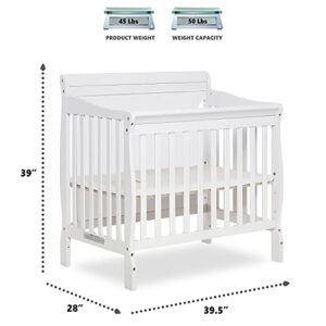 Dream On Me Alice 3-in-1 Full Panel Convertible Mini Crib, White, Greenguard Gold Certified