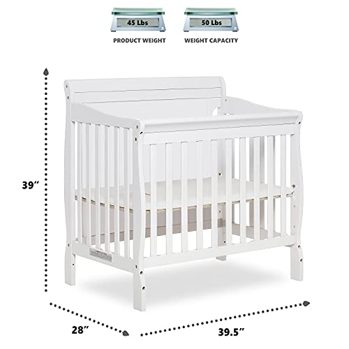 Dream On Me Alice 3-in-1 Full Panel Convertible Mini Crib, White, Greenguard Gold Certified