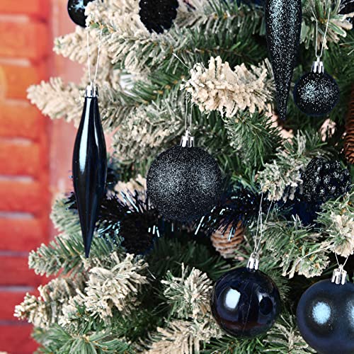 100ct Halloween Balls Tree Ornaments, Shatterproof Halloween Tree Decorations Set with Reusable Hand-held Gift Package for Holiday Halloween, Xmas Tree Decor (Black)