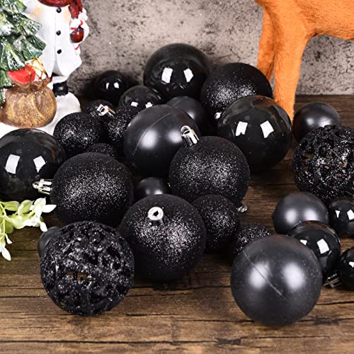 100ct Halloween Balls Tree Ornaments, Shatterproof Halloween Tree Decorations Set with Reusable Hand-held Gift Package for Holiday Halloween, Xmas Tree Decor (Black)