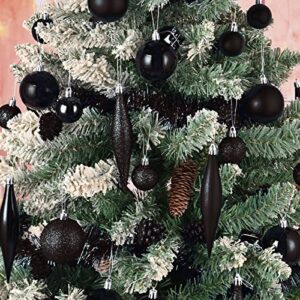 100ct Halloween Balls Tree Ornaments, Shatterproof Halloween Tree Decorations Set with Reusable Hand-held Gift Package for Holiday Halloween, Xmas Tree Decor (Black)