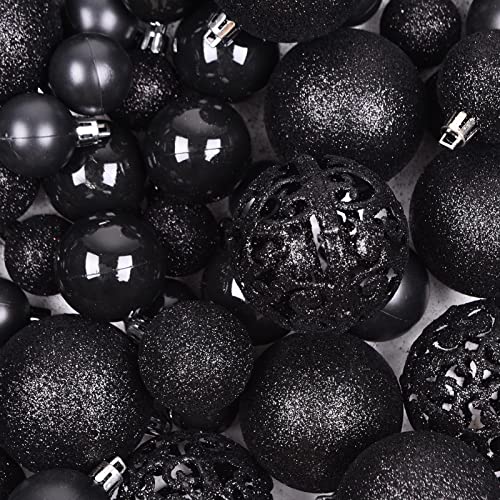 100ct Halloween Balls Tree Ornaments, Shatterproof Halloween Tree Decorations Set with Reusable Hand-held Gift Package for Holiday Halloween, Xmas Tree Decor (Black)