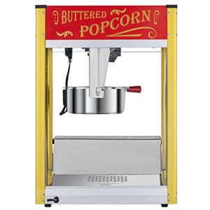 DDUPStore Commercial Popcorn Popper Machine Countertop Popcorn Maker with 8 Ounce Kettle, Popcorn Containers, Large Capacity Built-in Insulation Deck (Double Door,Red)