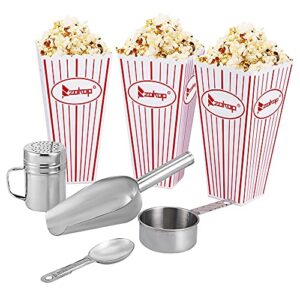 DDUPStore Commercial Popcorn Popper Machine Countertop Popcorn Maker with 8 Ounce Kettle, Popcorn Containers, Large Capacity Built-in Insulation Deck (Double Door,Red)