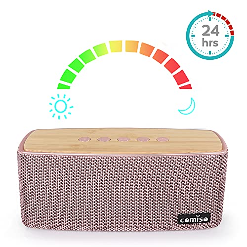 comiso Bluetooth Speakers, 20W Loud Wood Home Audio Outdoor Portable Wireless Speaker, Subwoofer Tweeters for Super Bass Stereo Sound Bluetooth 5.0 Handsfree 24H Playtime (Pink)